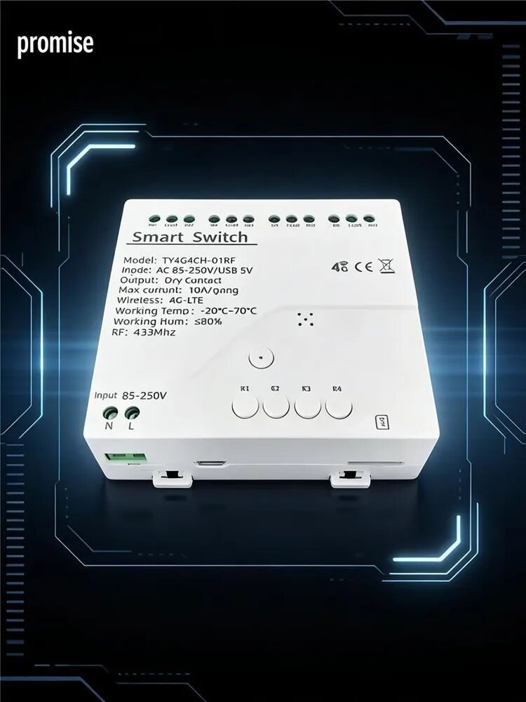 W4Tuya Smart Switch GSM Переключатель 4G 4CH Удаленный Контроллер AC 85-250V