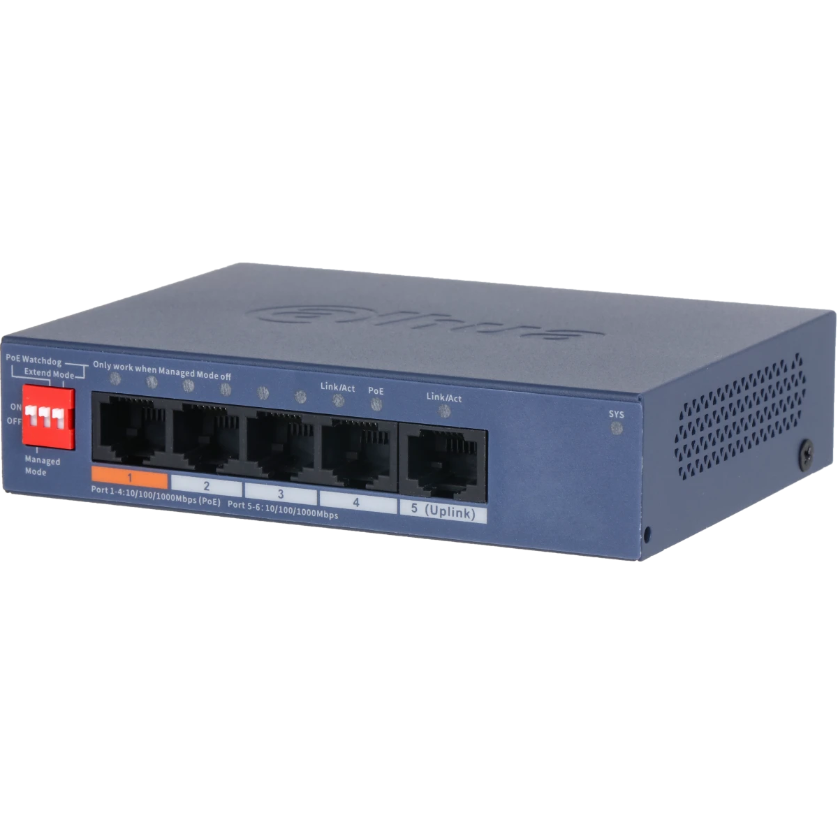 Коммутатор Dahua DH-CS4005-4GT-60 4-портовый гигабитный PoE, синий