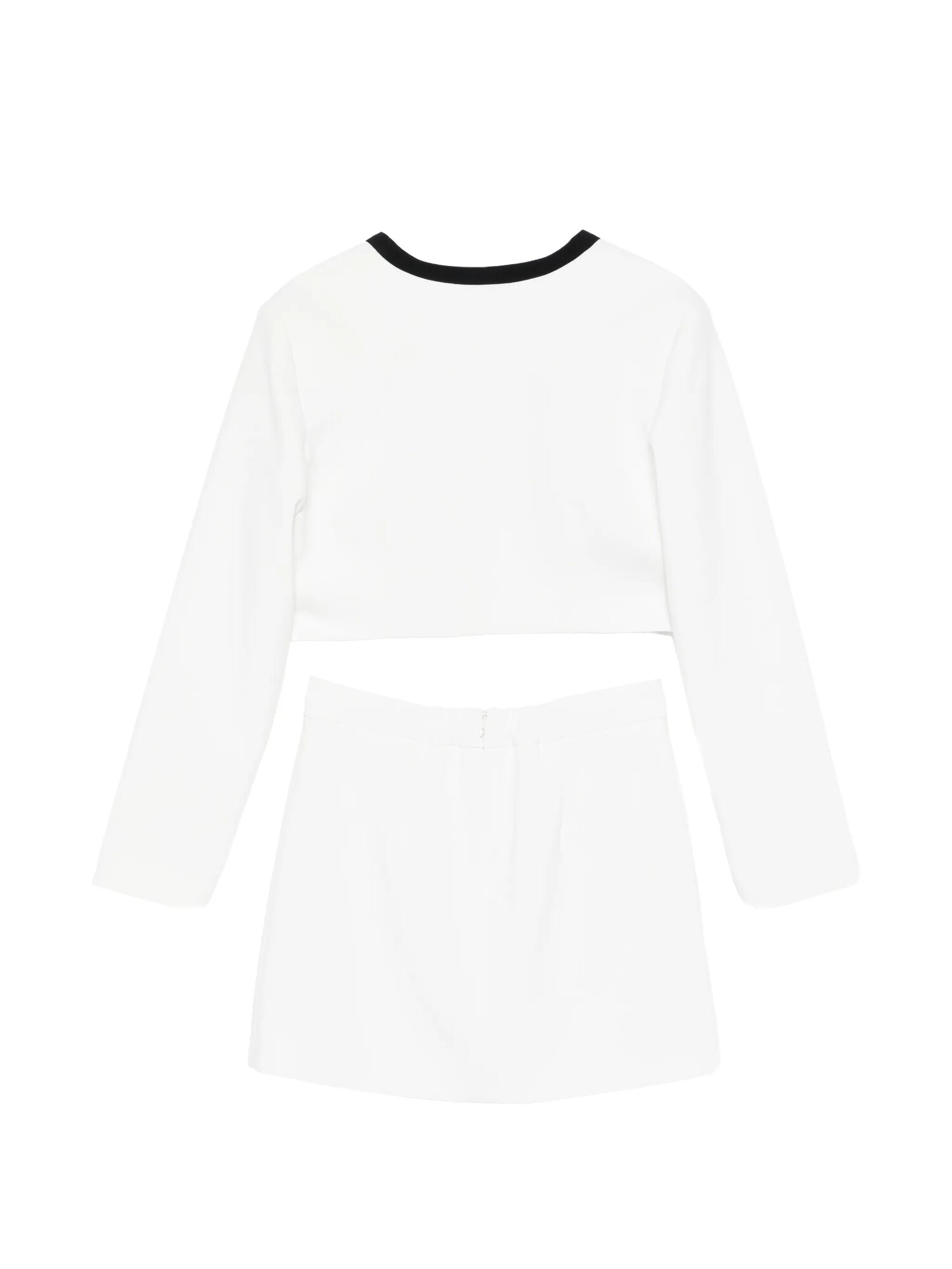 Топ Elisabetta Franchi Black-trim skirt set, размер 12 лет, бежевый/белый — фото 1