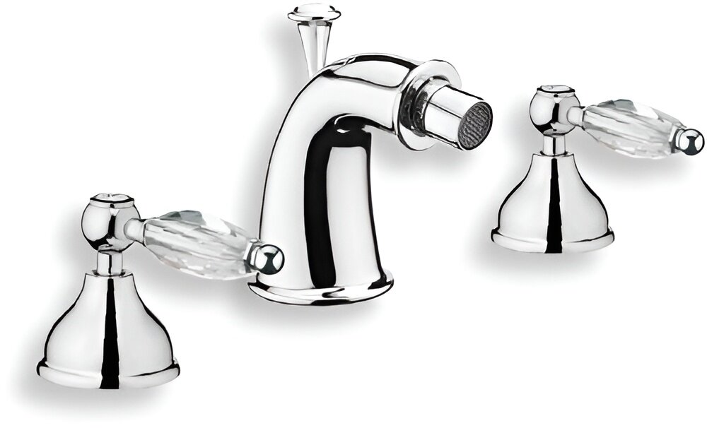 Смеситель для биде Alexandra AL710202015, латунь, хром, 3 отверстия, ручки кристаллы Swarovski, Webert, Италия