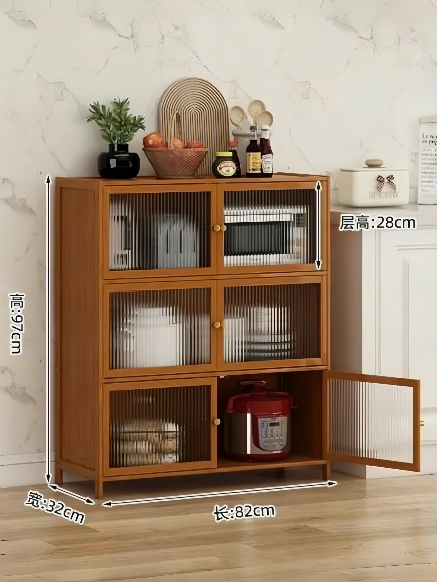 Шкаф-картотека "В списках", 82x32x97 см, коричневый, дерево/бамбук, 3 двери