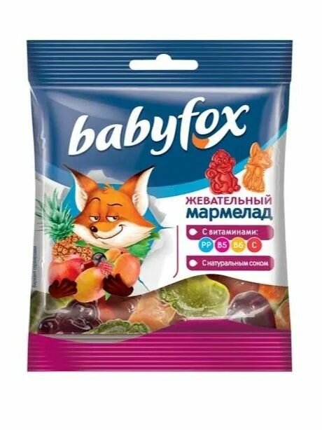 Мармелад жевательный BabyFox с соком ягод и фруктов 40 шт по 30 г