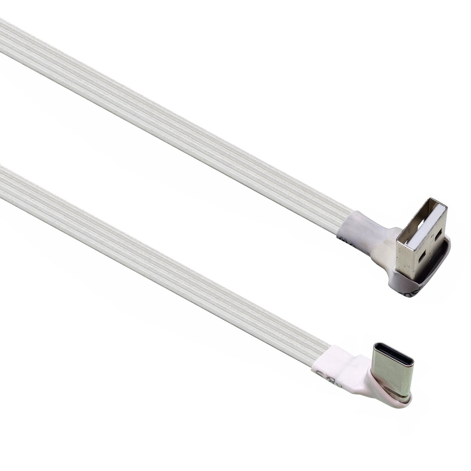 Белый USB кабель Type C с угловым разъемом 90 градусов для