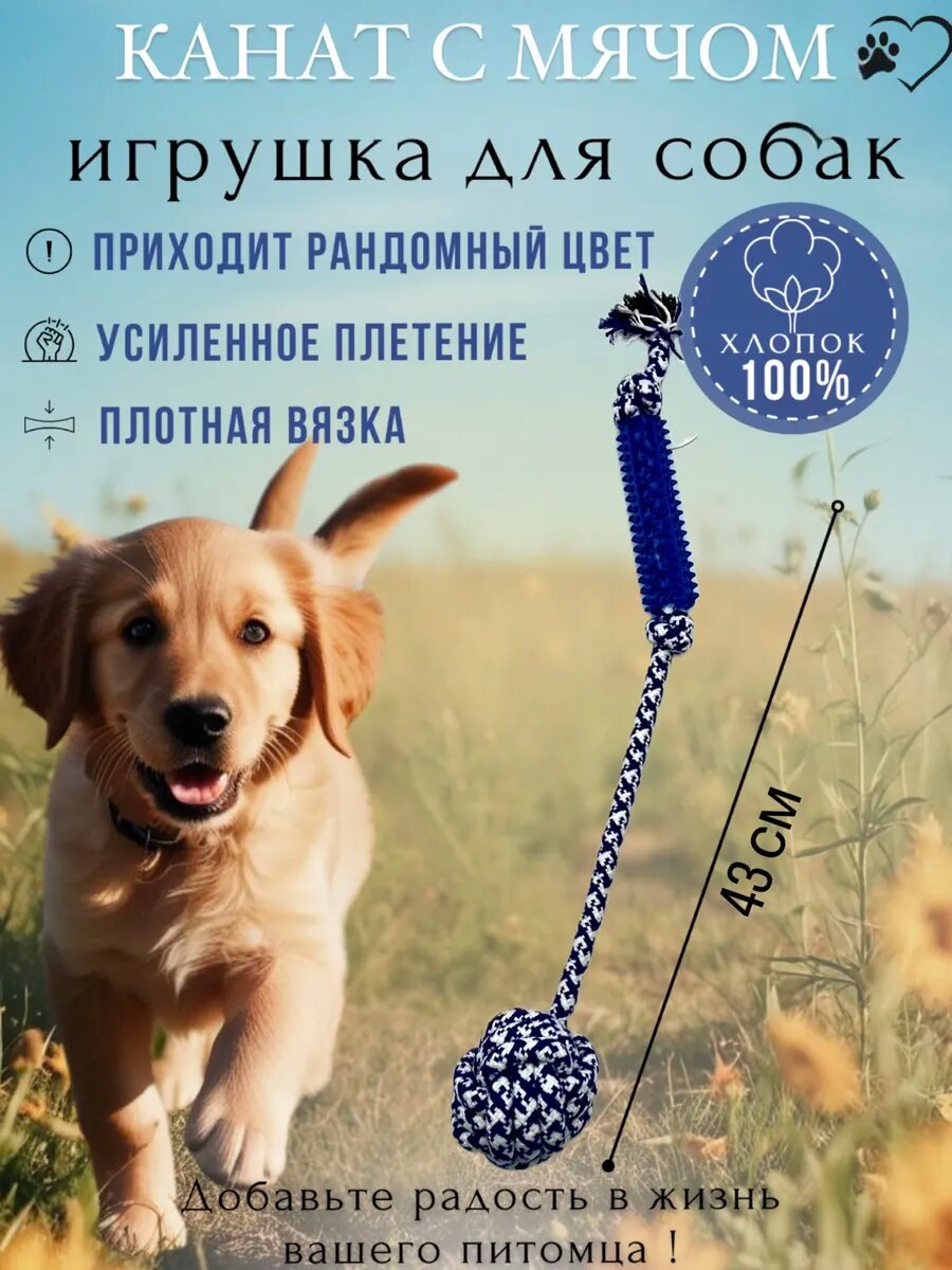 Игрушка для собак Канат с мячом