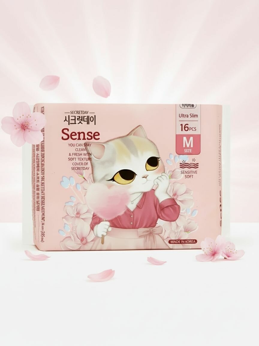 Прокладки женские гигиенические Ультратонкие дышащие с крылышками SECRET DAY Sense 24,5 см, 16 шт
