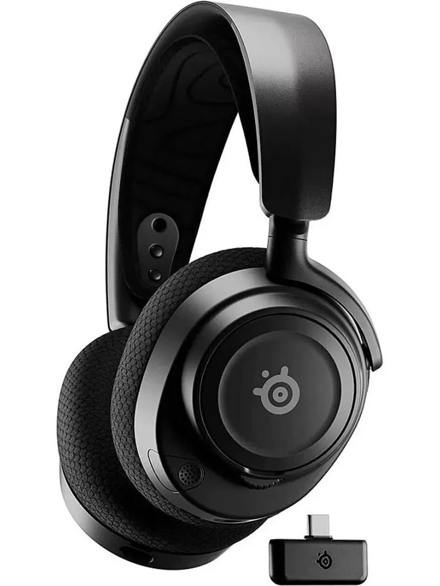 SteelSeries Наушники с микрофоном, Bluetooth, Радиоканал, 3.5 мм, USB Type-C, светло-серый, черный матовый
