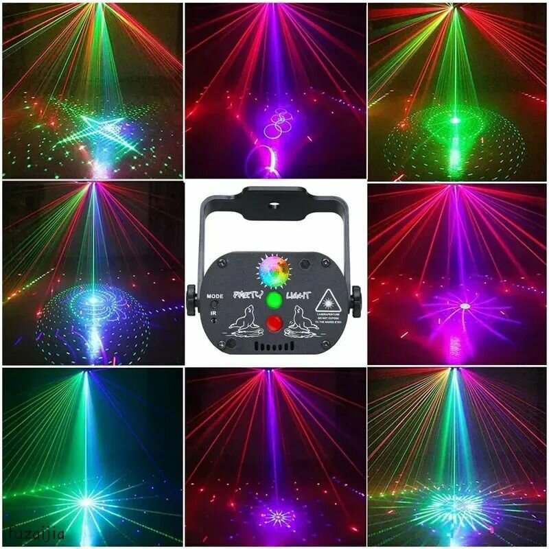 Мини лазерный проектор 60 рисунков. Светомузыка (Цветомузыка) с пультом дистанционного управления для дома или небольших помещений.