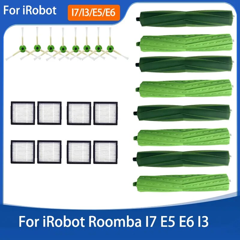 Для iRobot Roomba E I J Series E5 E6 i7 i6 i1 i2 i3 i3+ i4 i8 резиновая боковая щетка фильтр мешки для пыли запасные части