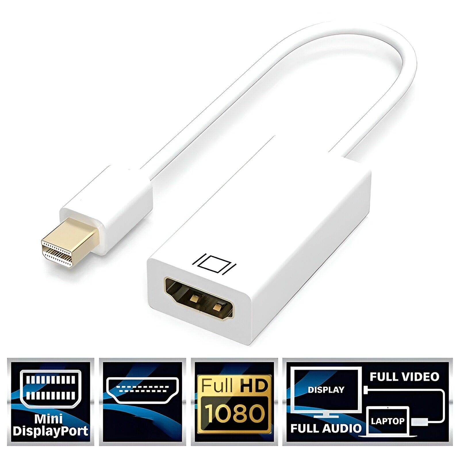 Кабель-адаптер mini DisplayPort (m) - HDMI (f) / Переходник Mini DP на HDMI 1080P