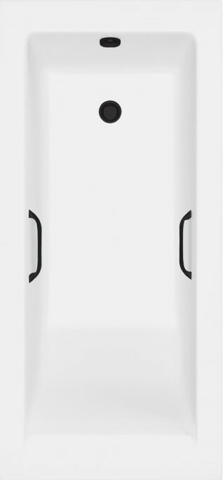 Ванна из литьевого мрамора Delice Diapason 175х70 см, пристенная с черными ручками