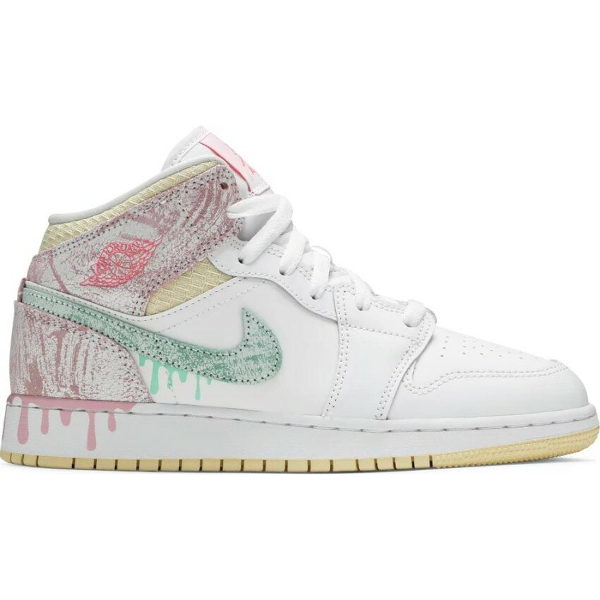 Кроссовки Air Jordan 1 Mid SE GS Paint Drip