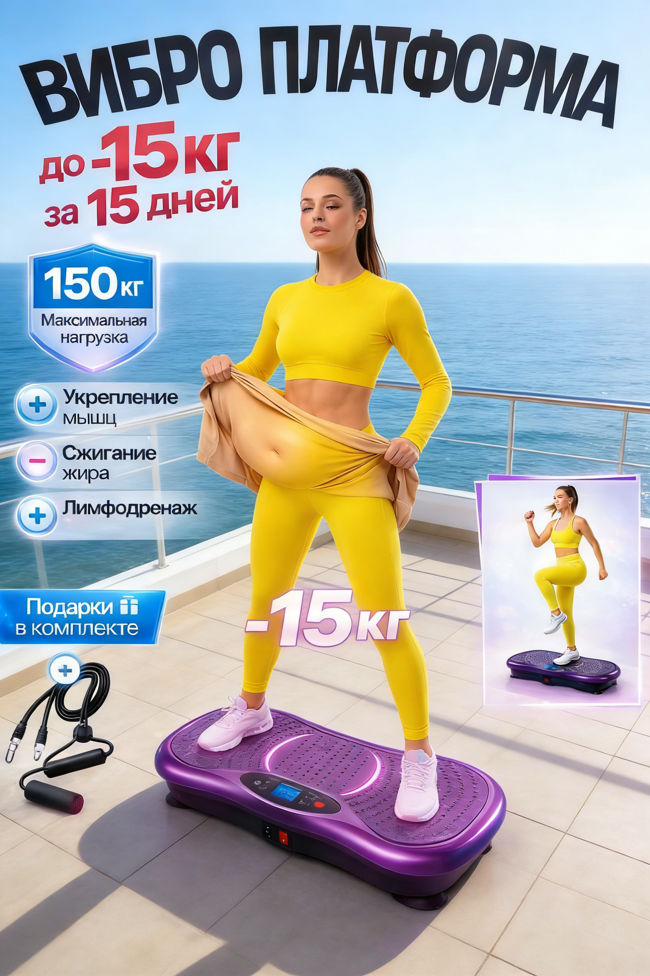 Виброплатформа тренажер для похудения до 150 кг
