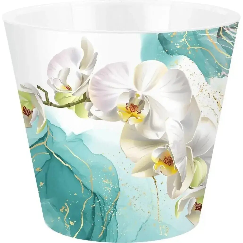Горшок для цветов InGreen London Orchid Deco D160 мм, 1,6 л с дренажной вставкой, голубой