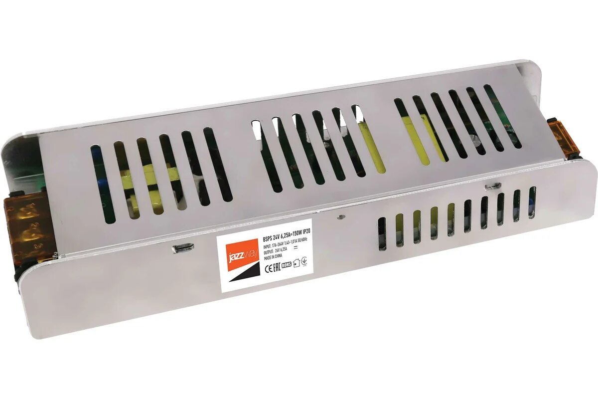 Блок питания Jazzway PRO 150Вт 24В IP20 BSPS – 6,25А трансформаторный с защитой от перегрузок и перегрева