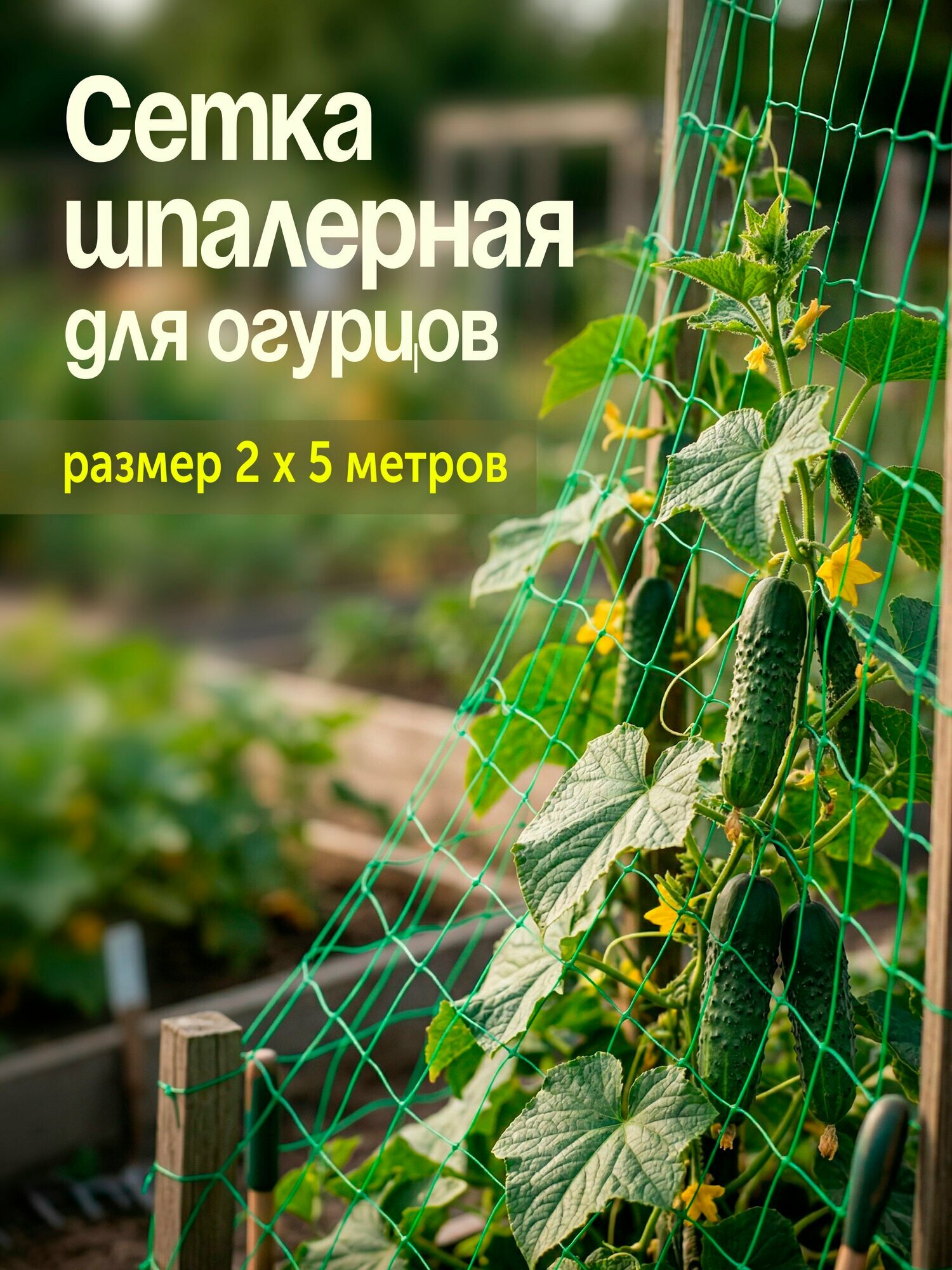 Сетка шпалерная для огурцов 2х5 м, опора для вьющихся растений