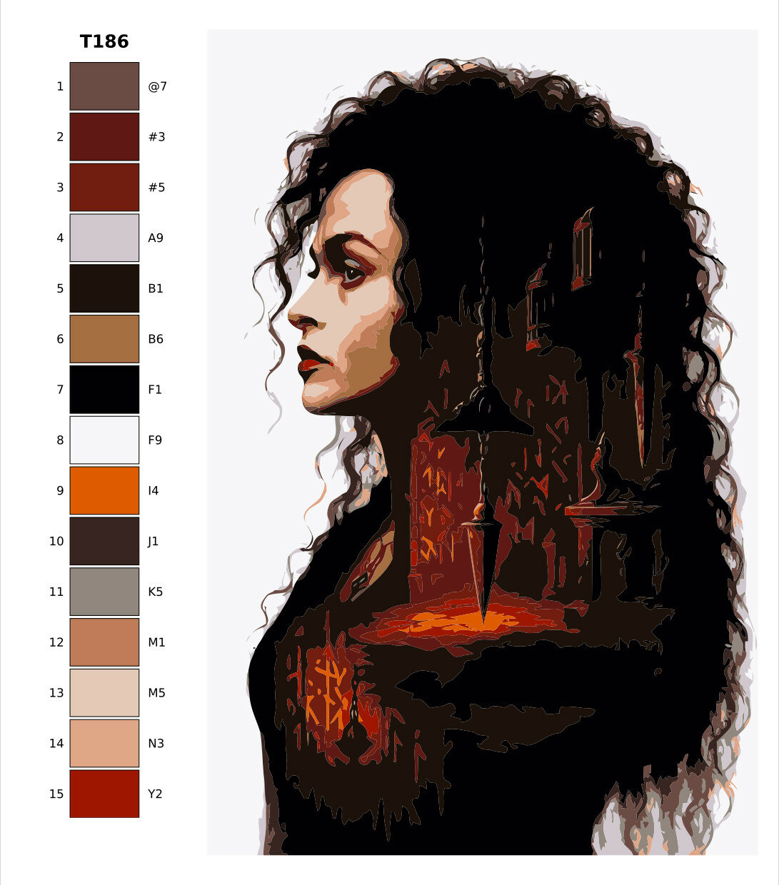 Картина по номерам Т186 "Беллатриса Лестрейндж", 40x60 см
