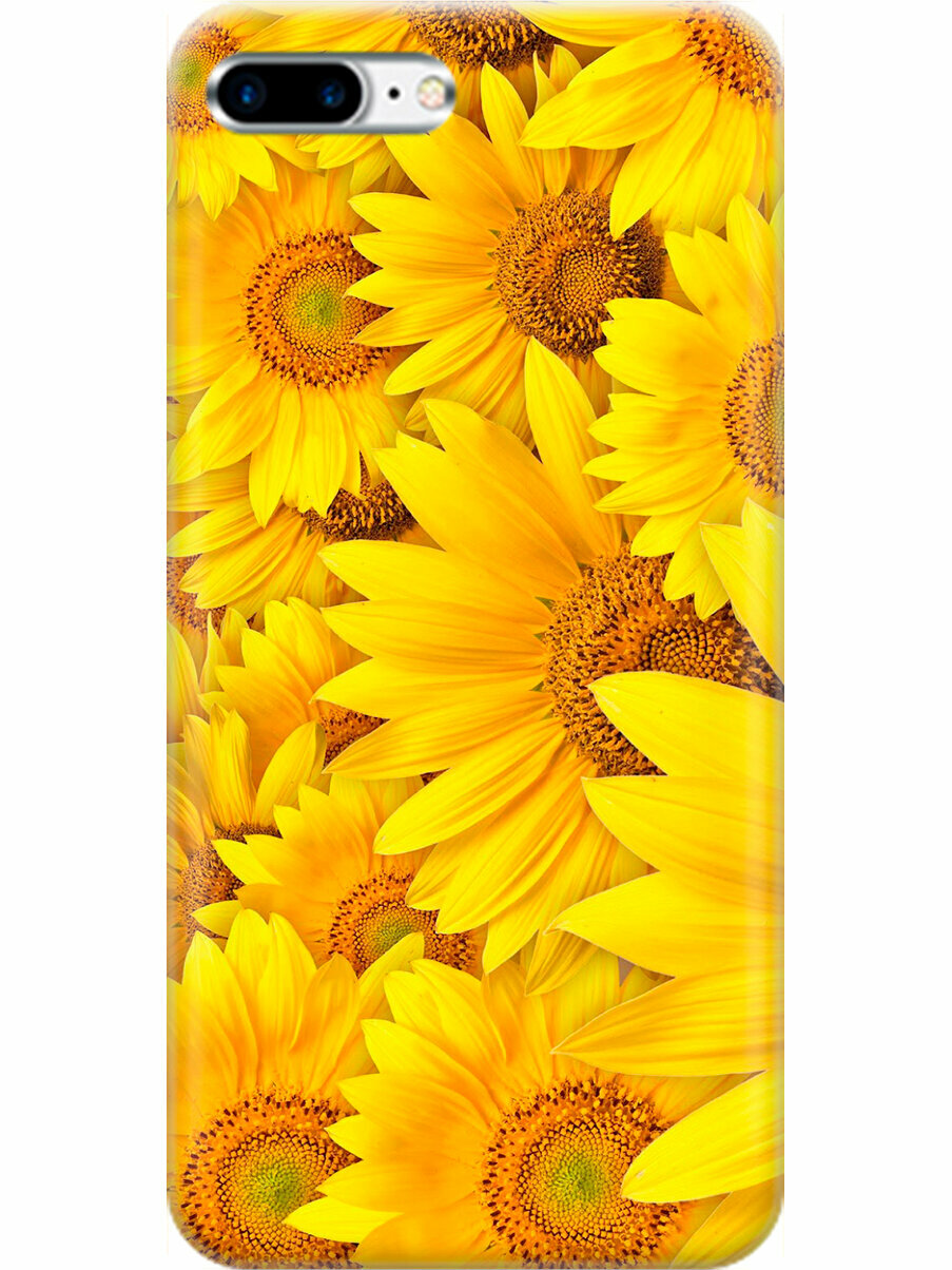 Силиконовый чехол на Apple iPhone 8 Plus / 7 Plus / Эпл Айфон 7 Плюс / 8 Плюс с рисунком "Море подсолнухов"