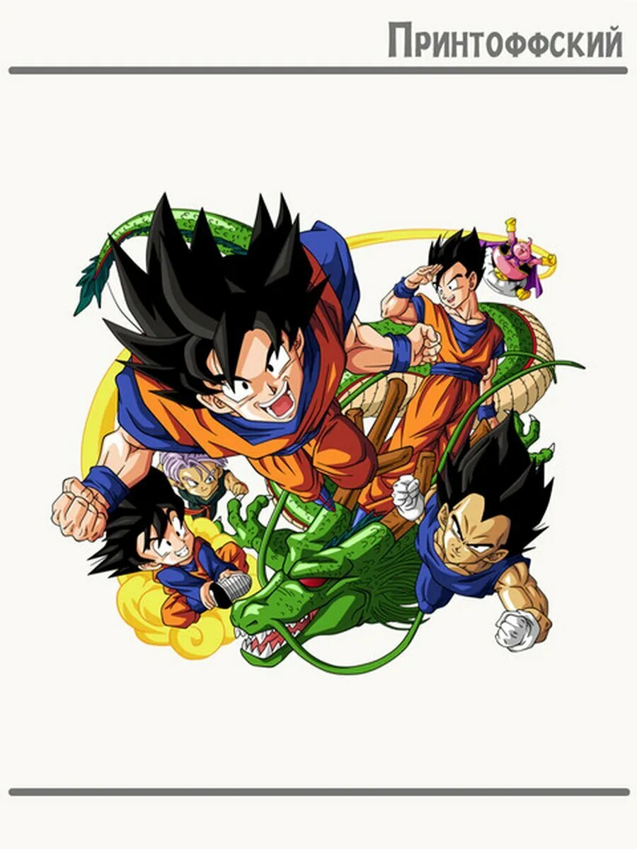 Термонаклейка для одежды и аксессуаров DTF-печать аниме драгонбалл dragonball гоку