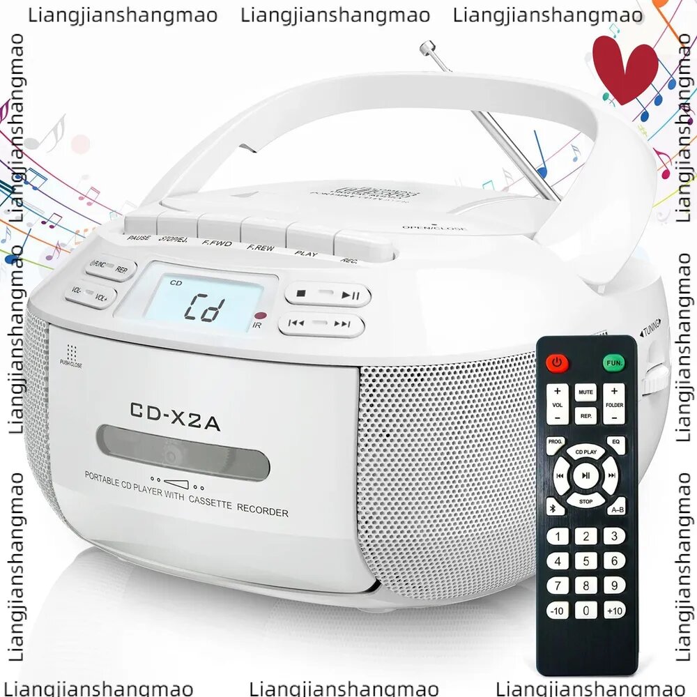 Магнитола CD-X2A с кассетной декой, Bluetooth, USB, FM/AM радио, черный