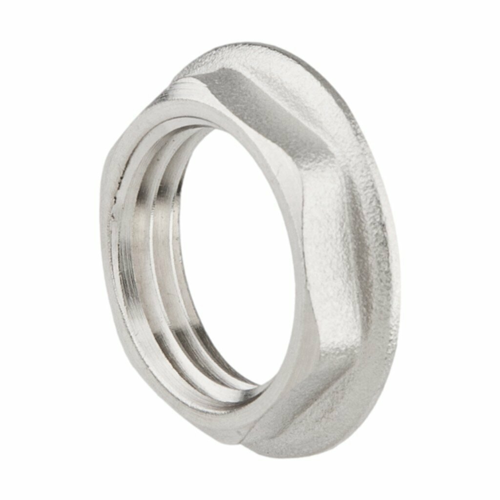 Контргайка AquaLink 1 1/4 дюйма латунная никелированная с ребордой для систем отопления и водоснабжения