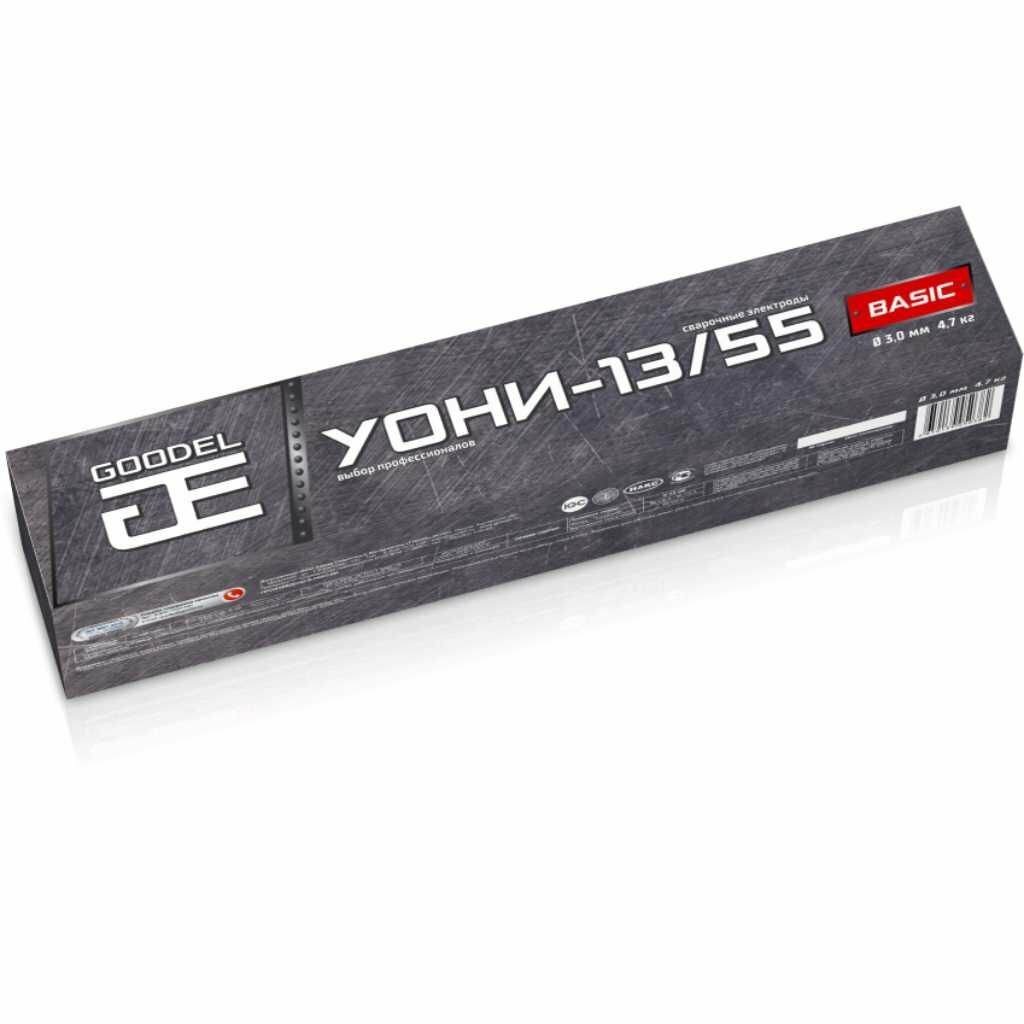 Электроды Goodel УОНИ-13/55 3 мм 4.7 кг для ручной дуговой сварки металлических конструкций из стали российского производства