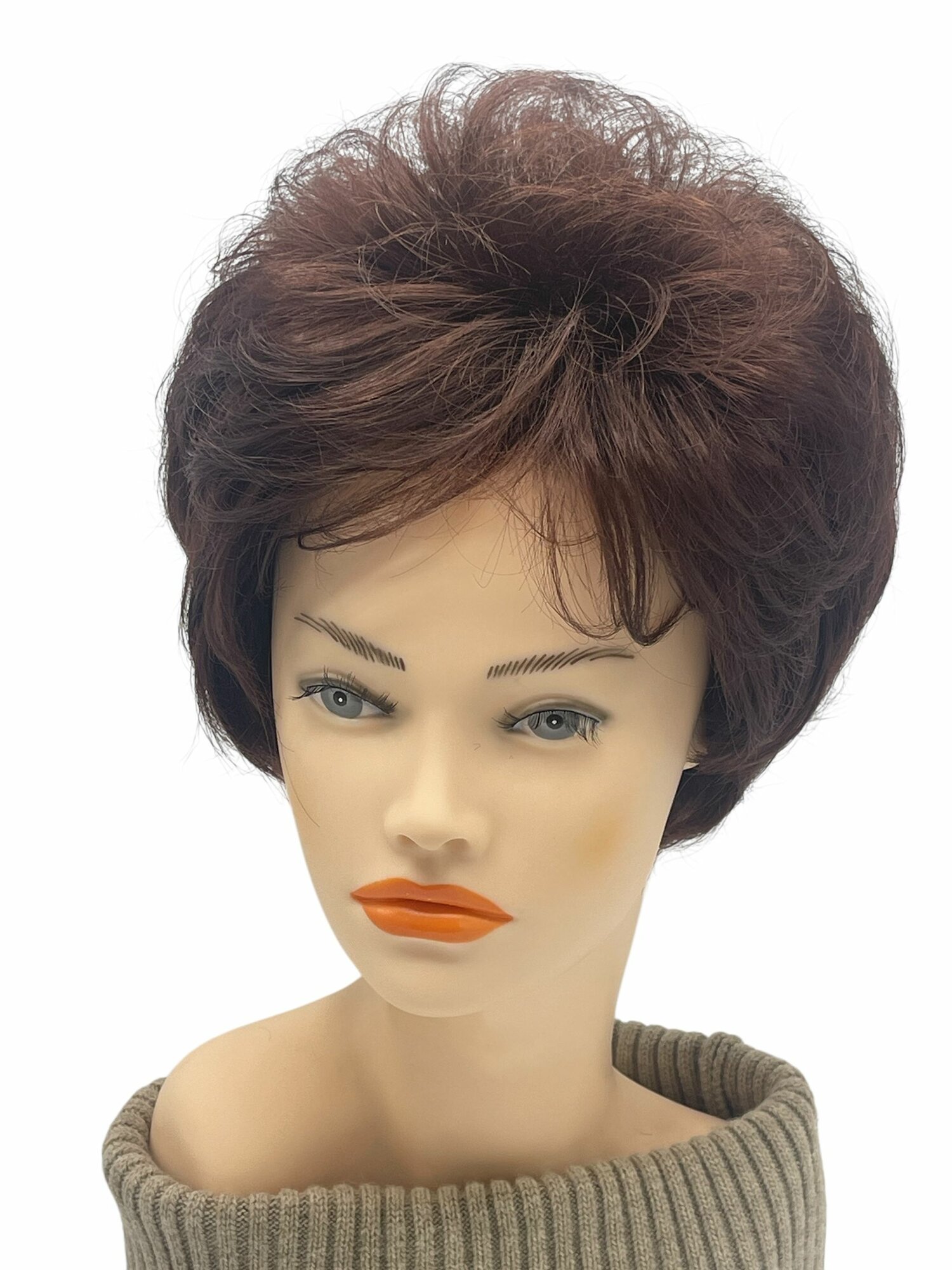 Парик Best Wigs, искусственный, термостойкий, женская короткая стрижка, с челкой, цвет каштановый