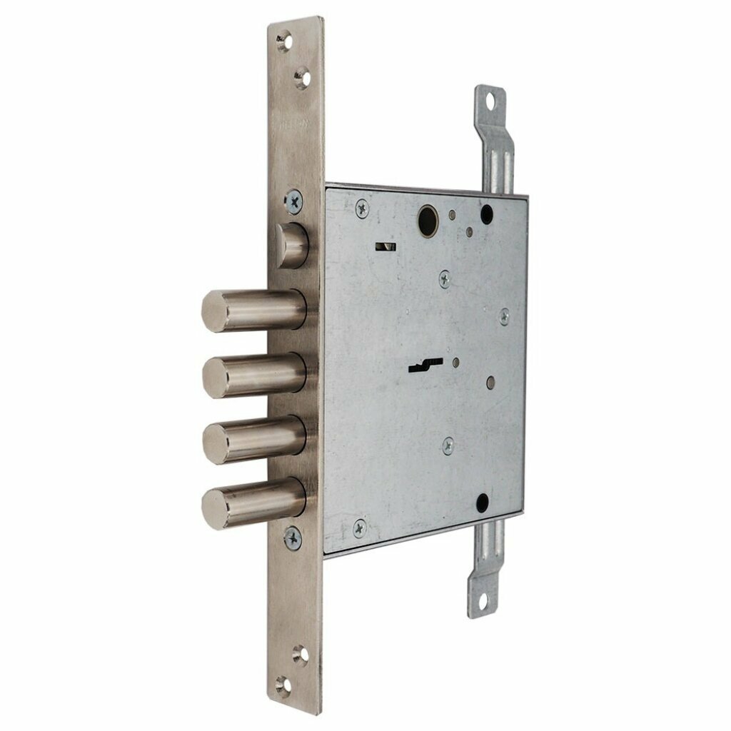 Замок врезной Меттэм ЗВ9 143.1.0 сувальдный, 5 ключей, никель, стальной корпус, артикул 16085, производство Россия