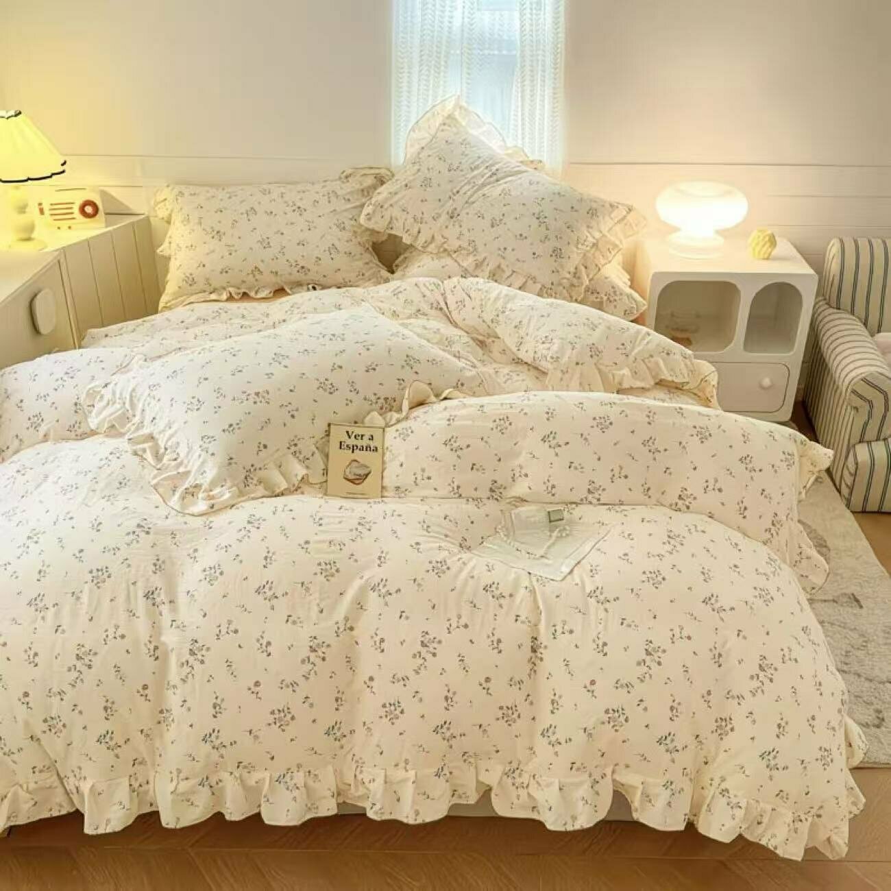 Комплект постельного белья из хлопка Princess Style 4 шт, 150x200cm ，бежевый4