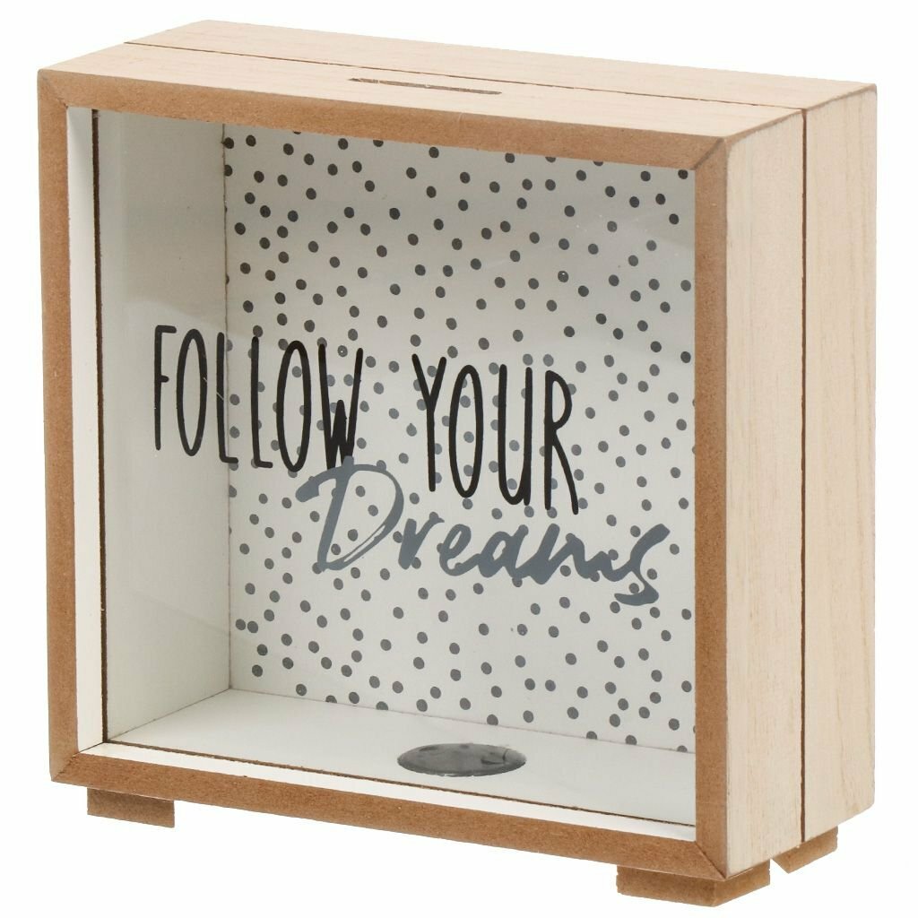 Копилка для денег деревянная 18х7х18 см из МДФ бежевого цвета с клапаном для накоплений, стильный декор для дома Y6-10524/A020123