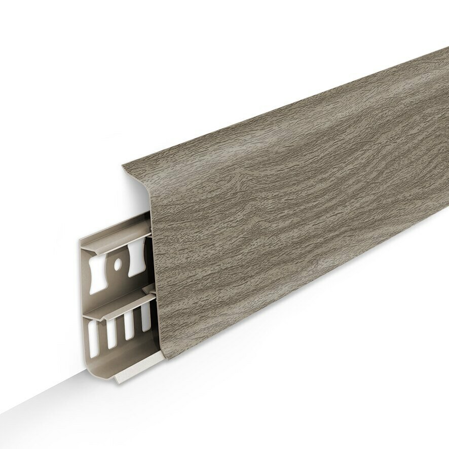 Пластиковый плинтус Идеал Деконика 70 мм Орех серый 296, 1 шт.