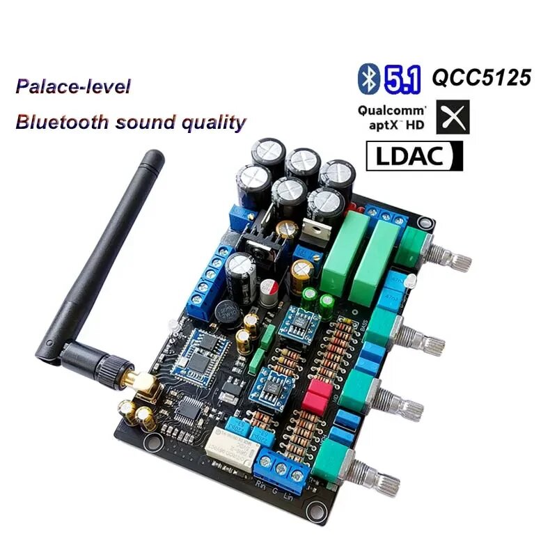 DLHiFi QCC5125 Bluetooth 5,1 HiFi LDAC APTX HD 24bit 96k предусилитель тональная плата OPA2604 dual Op с PCM5102A DAC I2S декодирование