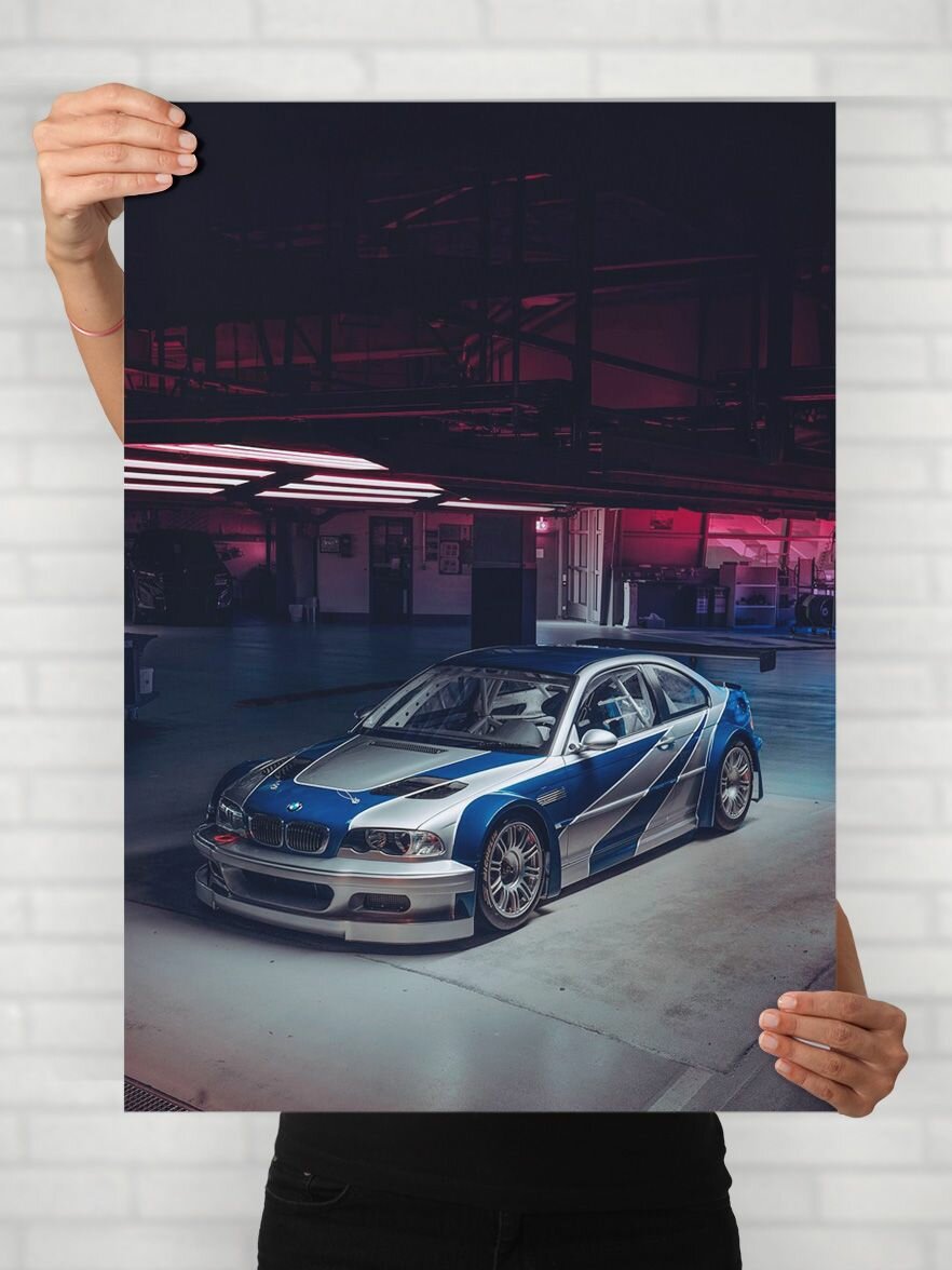 Плакат на стену для интерьера Легенды Авто (БМВ M3 GTR - BMW M3 GTR 2) - Постер по машине формата A2 (42x61 см)