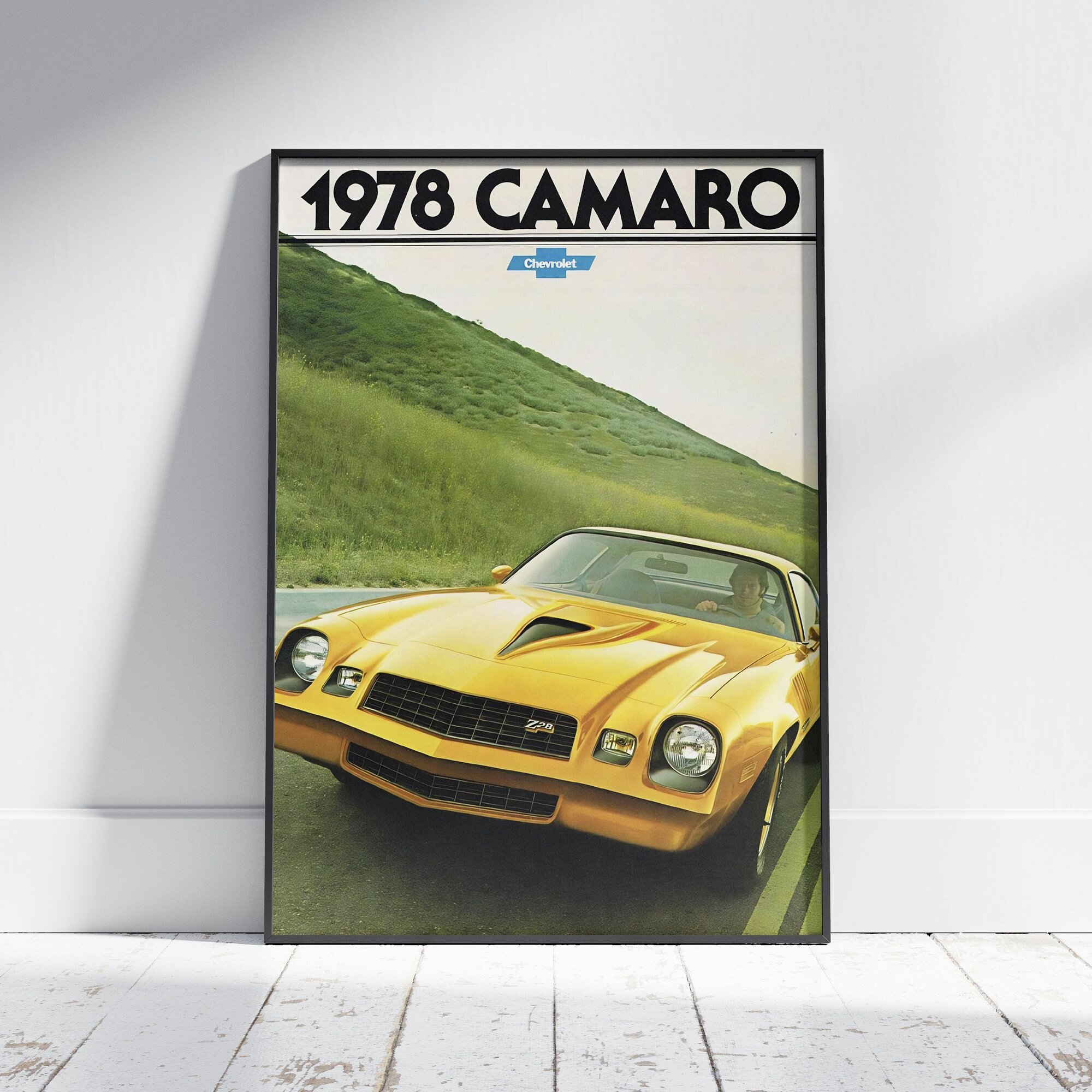 Плакат на стену для интерьера Спорткар (Chevrolet Camaro 1) - Постер по спортивным гоночным машинам автомобилям формата А4 (21x30 см)