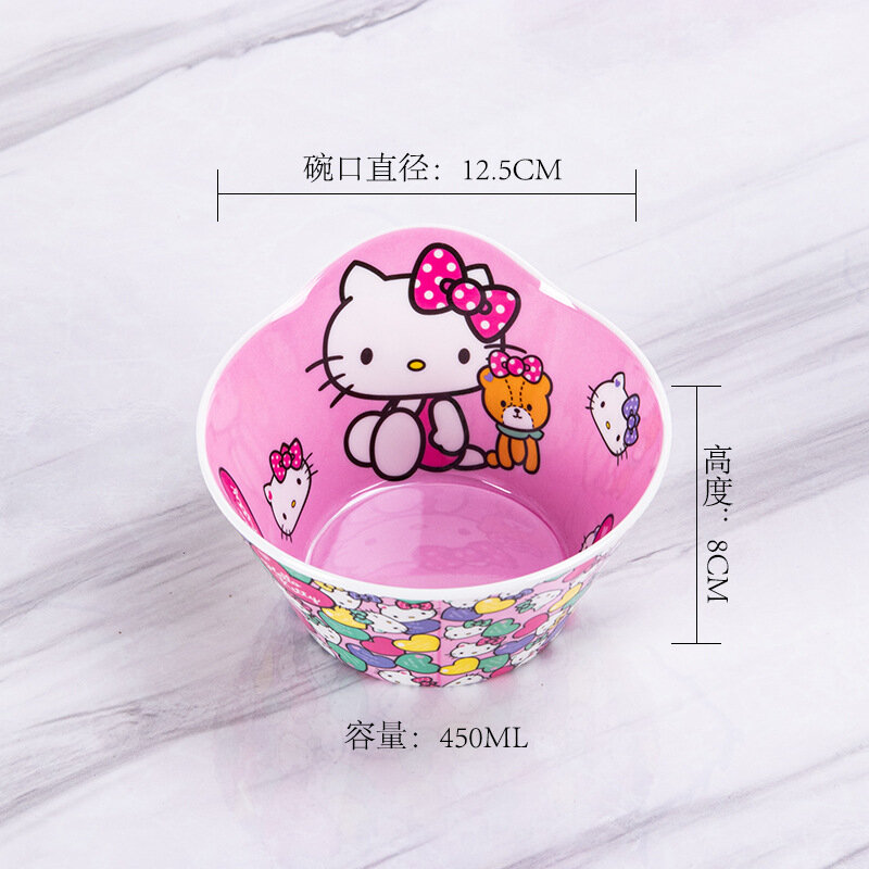 Столовая тарелка для семейного обеда Hello Kitty, милая миска, мультяшный детский набор посуды, миска для риса, тарелка для овощей.