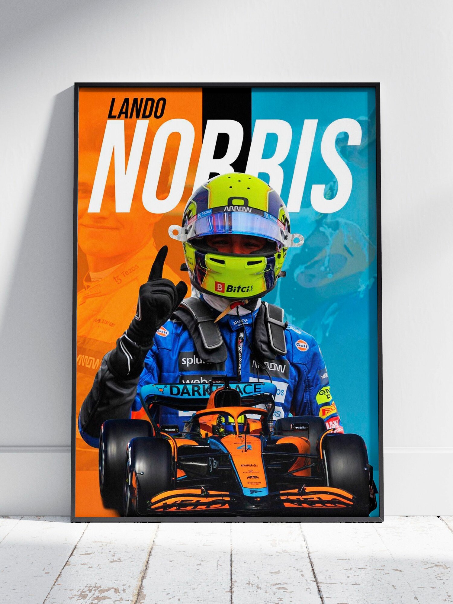 Плакат на стену для интерьера Пилоты Формулы 1 (Ландо Норрис - Lando Norris 5) - Постер по спорту и физической активности формата A4 (21x30 см)