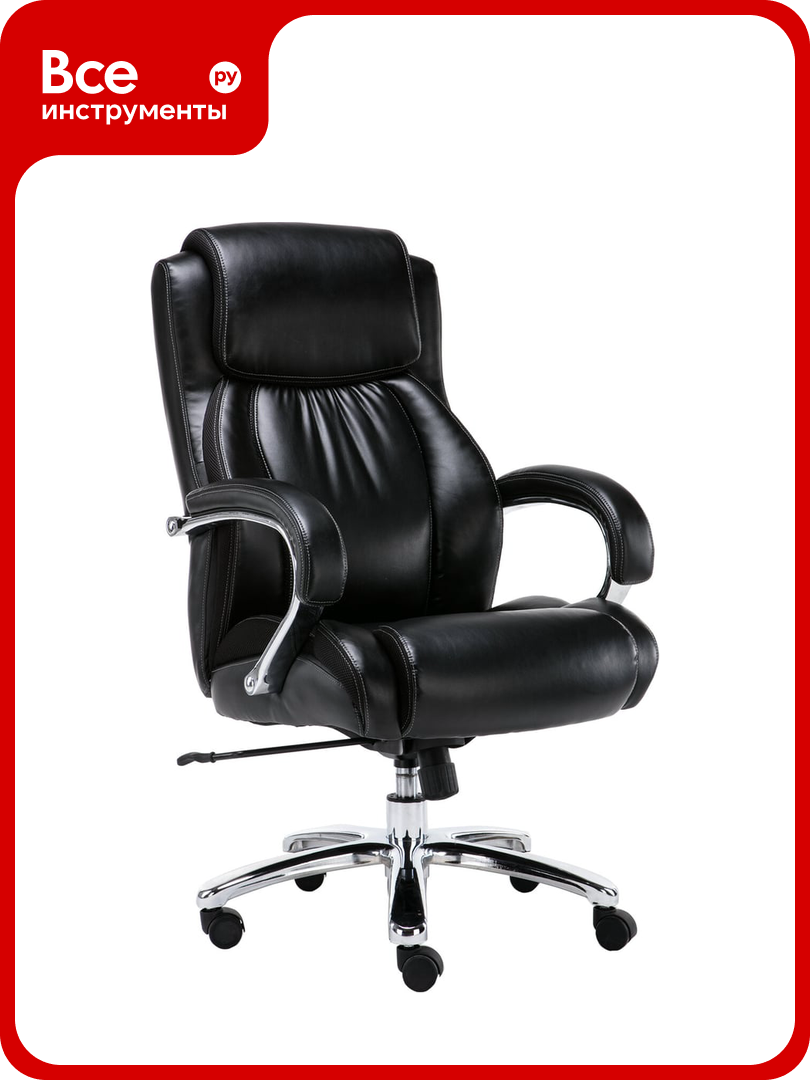 Офисное кресло, нагрузка до 250 кг, рециклированная кожа, хром, черное BRABIX Status HD-003 531821