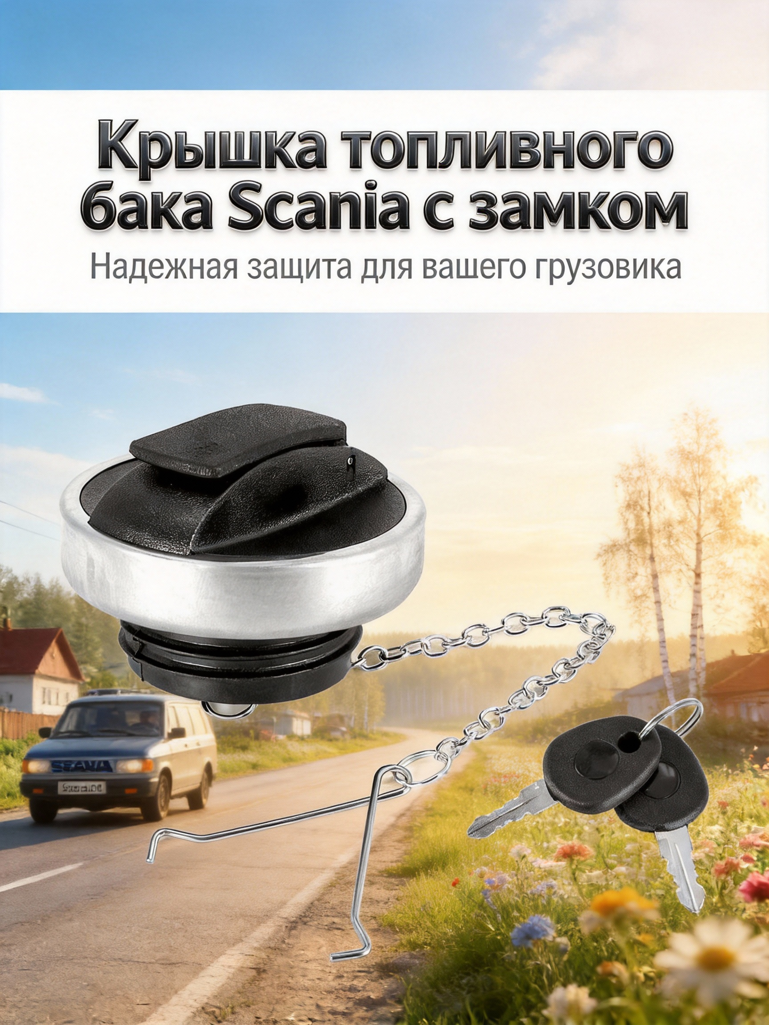 Крышка топливного бака для грузовика Scania с замком и 2 ключами, взаимозаменяемая пластиковая черная, простая установка без сверления