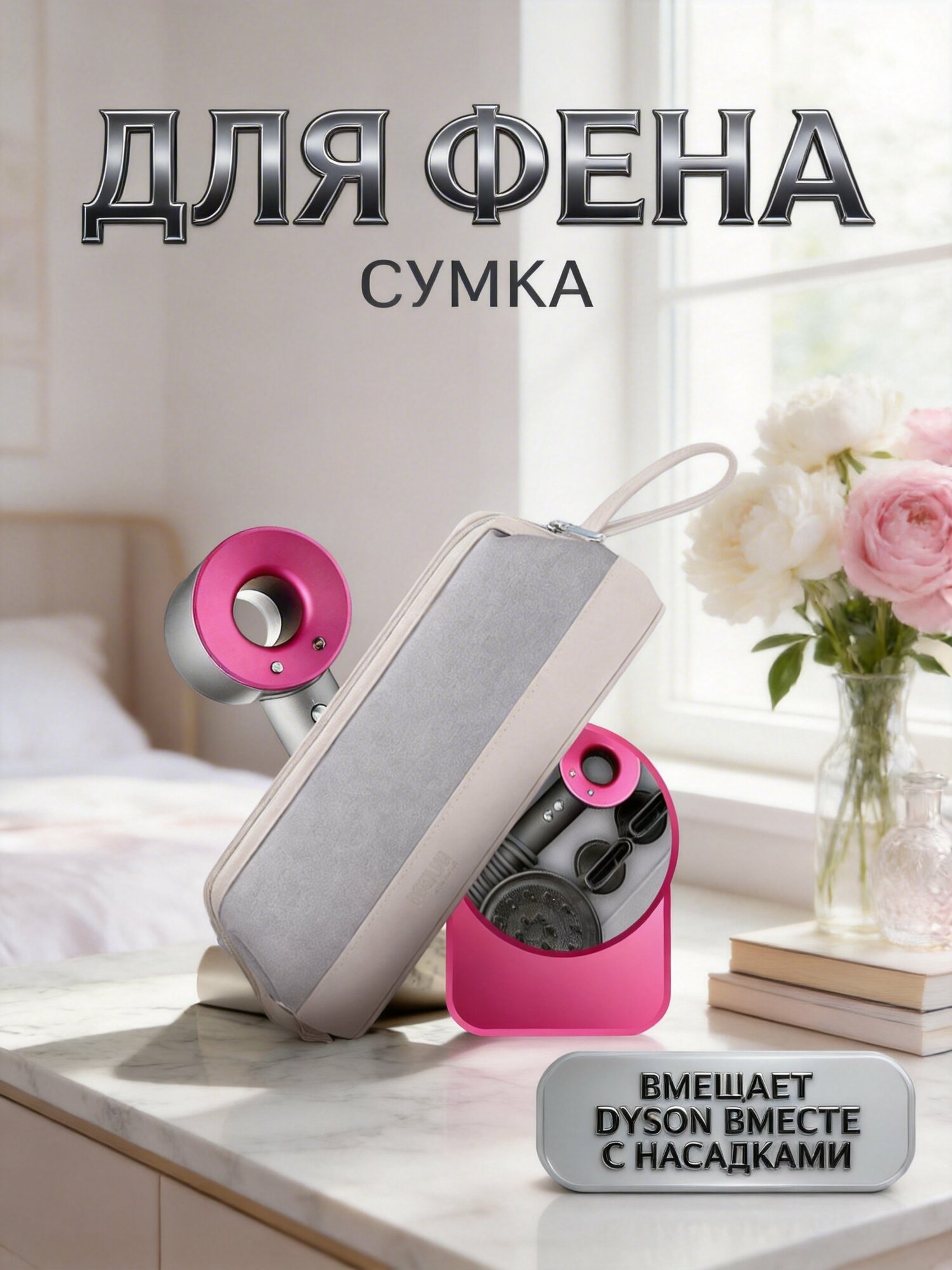 Сумка-чехол для фена Dyson, дорожная косметичка-органайзер для выпрямителя и стайлера, большая и компактная для поездок