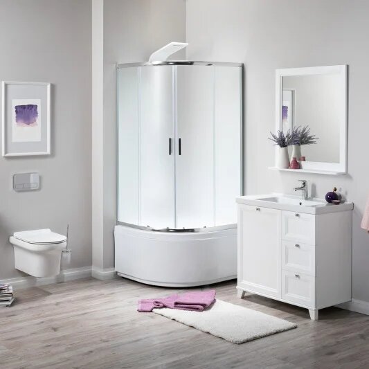 Душевой уголок Aquanet SE-900Q-Short без поддона, стеклянный, 88x88, с матовым стеклом, раздвижной