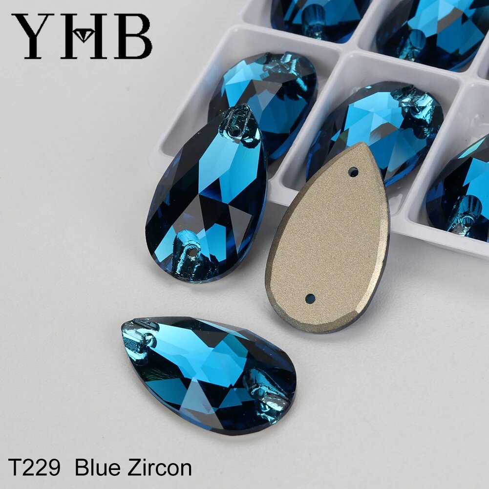 Стразы YHB Blue Zircon 13mm 22mm, 24шт