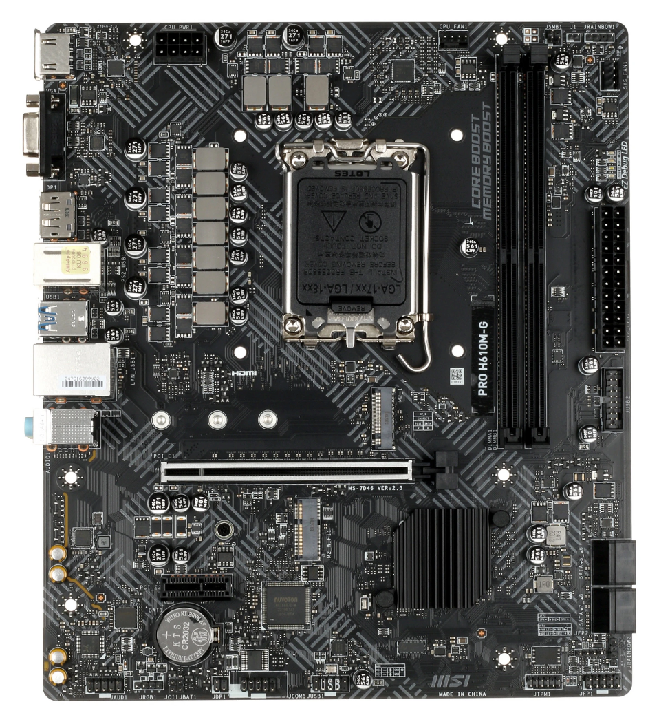 Материнская плата MSI PRO H610M-G, LGA 1700, Intel H610, mATX