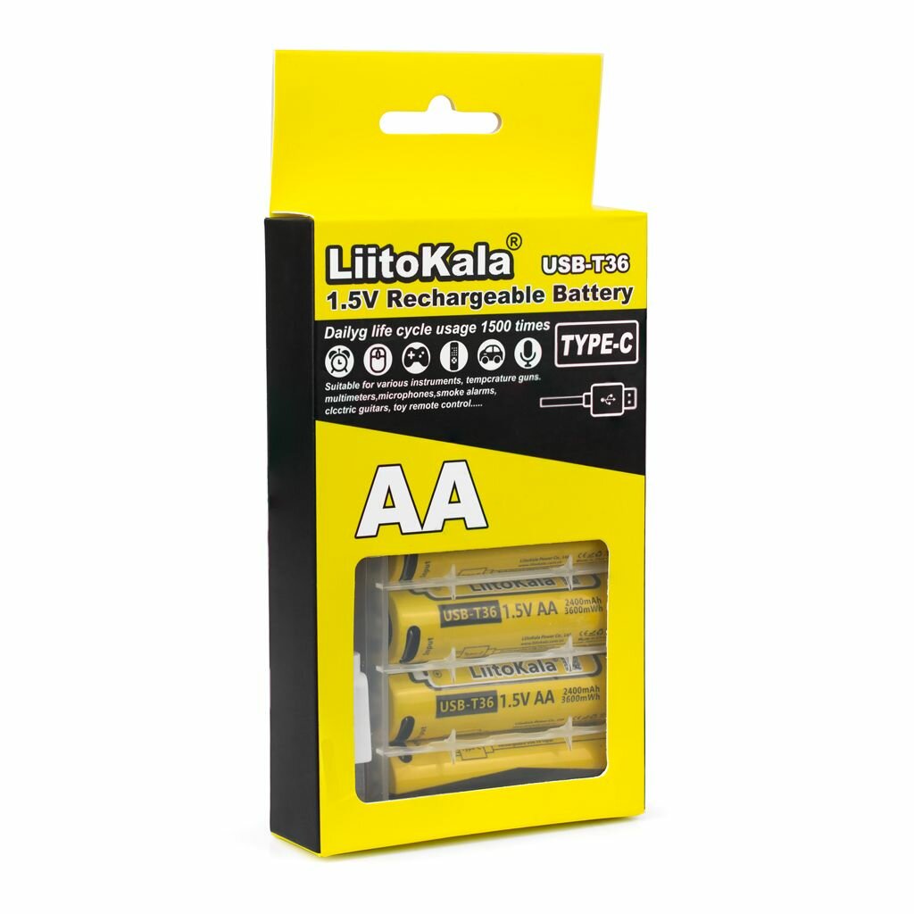 Аккумулятор LiitoKala USB-T36*4 "AA" 2400mAh + 4-In-1Type-C
