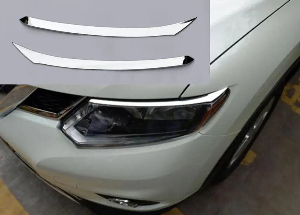 Для Nissan X-Trail T32 MK3 Хромированная передняя фара для бровей 2014 2015 2016 X Trail XTrail аксессуары наклейка на автомобиль