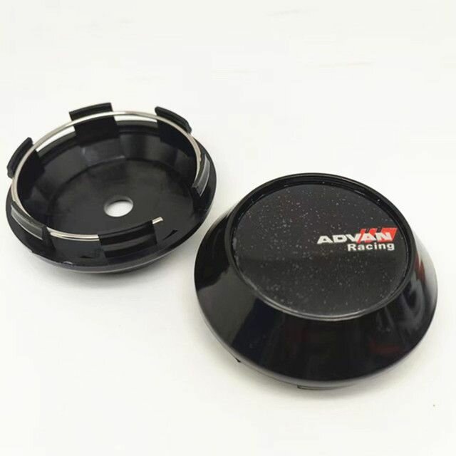 Колпачки на литые диски — заглушки универсальные Advan Racing 60/55 мм, 4 штуки, ABS + алюминий, новые с плёнкой
