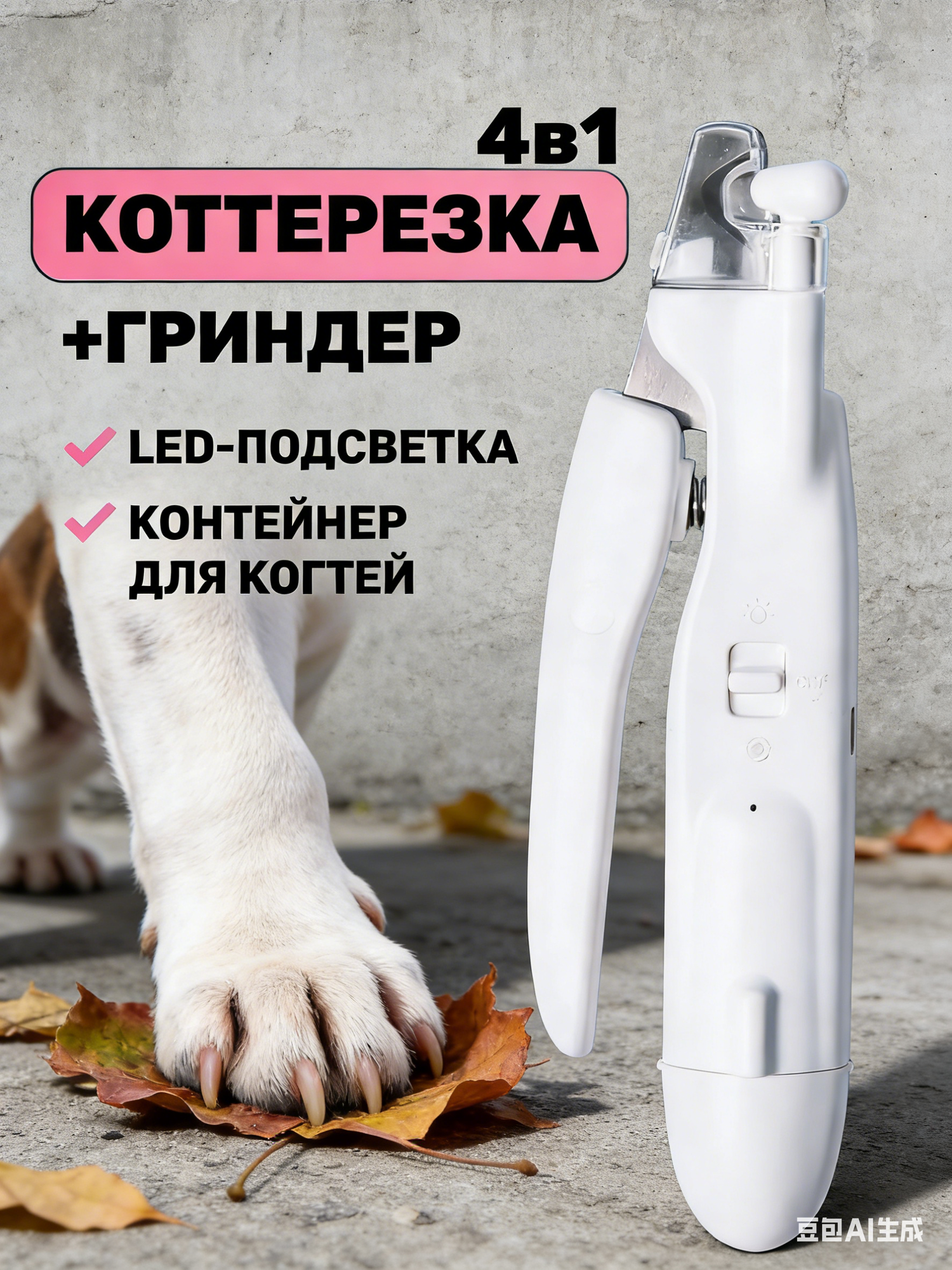 Когтерезка для кошек с ограничителем безопасная с подсветкой