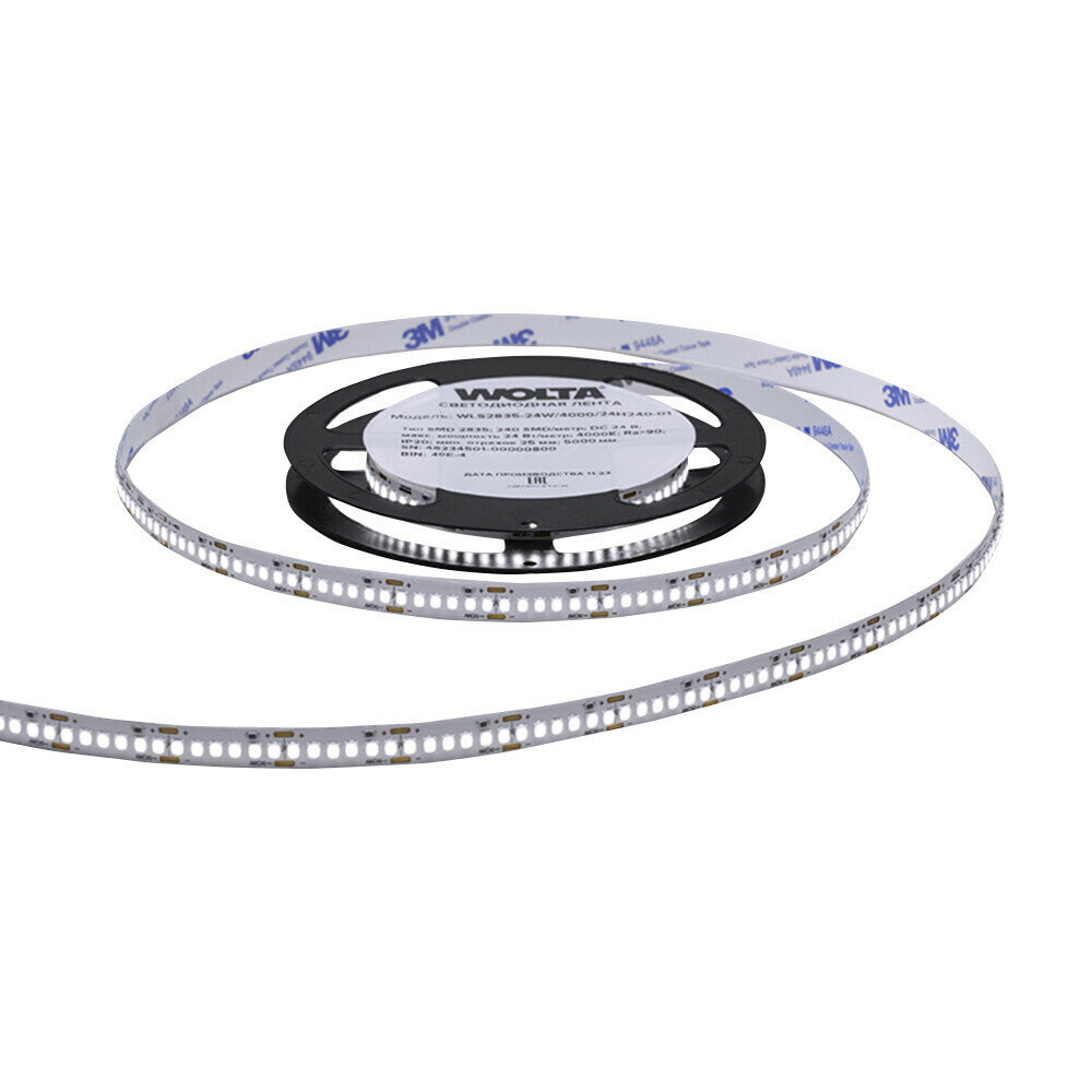 Лента светодиодная Wolta 6500К 24 В 24 Вт/м IP20 5 м (WLS2835-24W/6500/24H240-01)