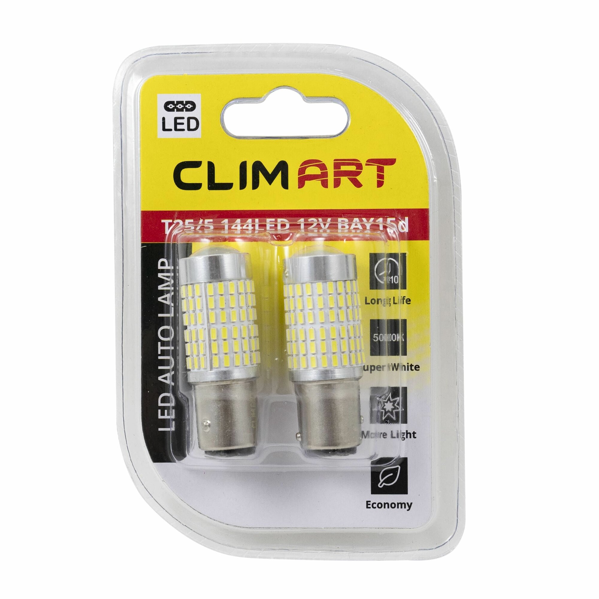 Светодиод 12V 2х конт (габариты, поворот, стоп) (T25/5/W21W/W2,1x9,5d) 144LED, 2 шт / Azard / CLA00505