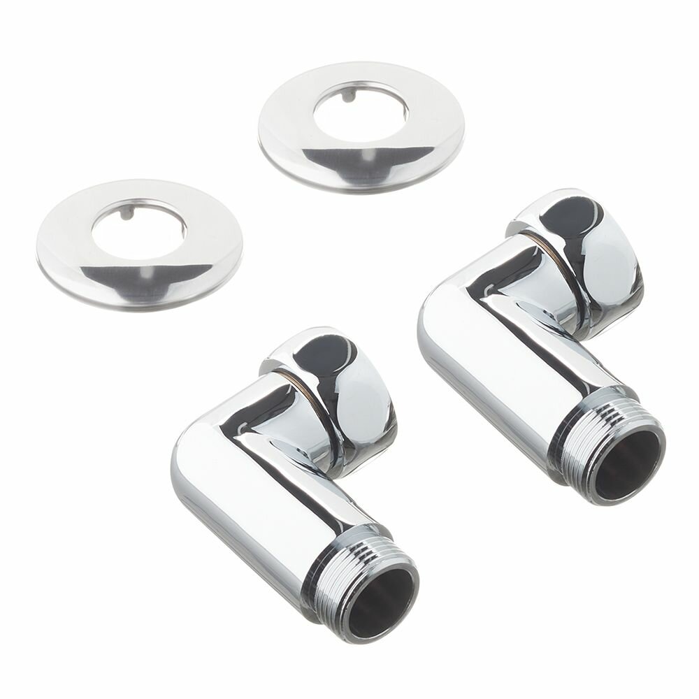Угловые хромированные соединения 1/2" ВР * 1/2" НР (пара), с отражателями, TIM, K3-LFM022