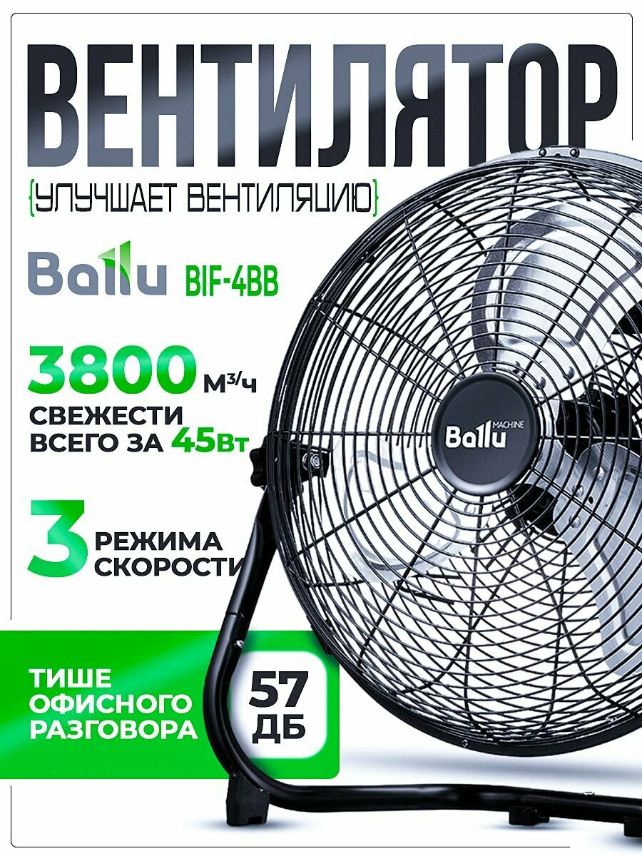 Вентилятор напольный промышленный Ballu-45Вт