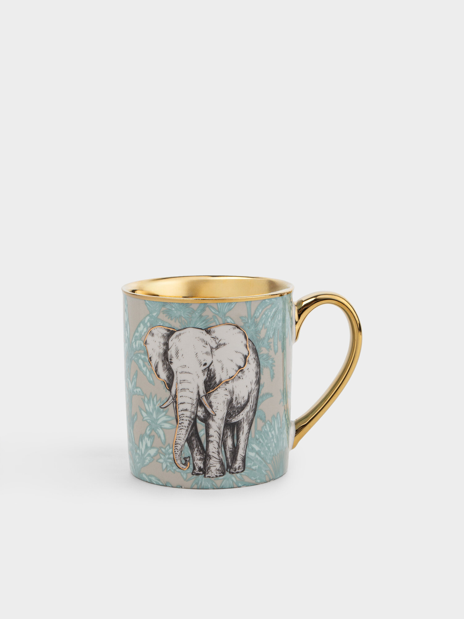 Кружка, 300 мл, фарфор N, зелено-золотистая, Слон, Elephant, Kuchenland